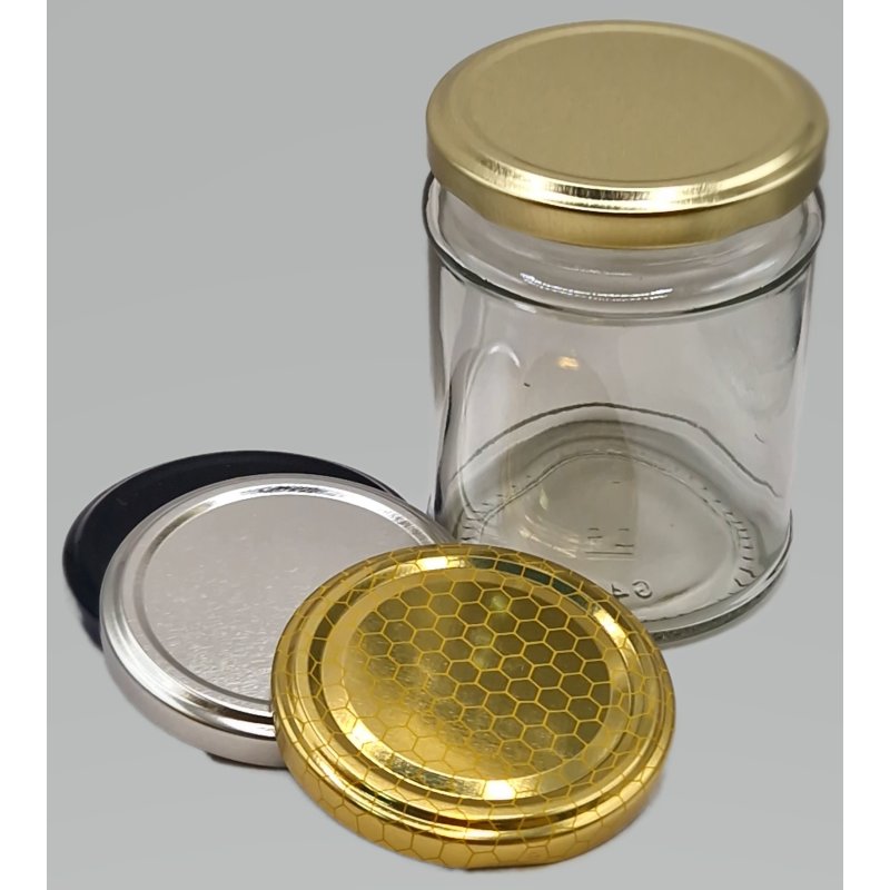12oz round jar supplied with 70mm gold metal lid